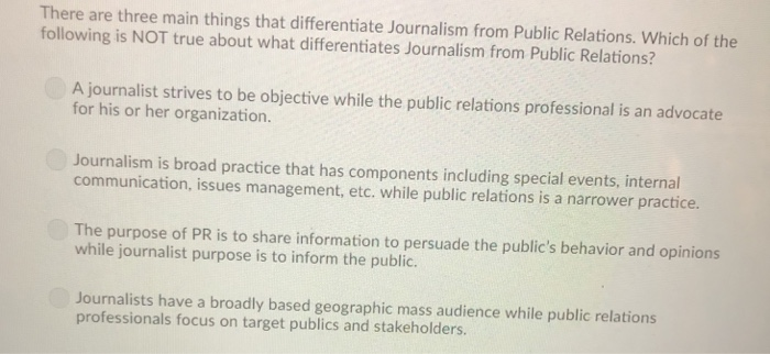 Solved There are three main things that differentiate | Chegg.com