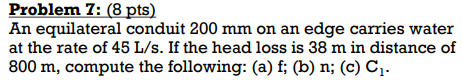 Solved Problem 7: (8 pts) An equilateral conduit 200 mm on | Chegg.com