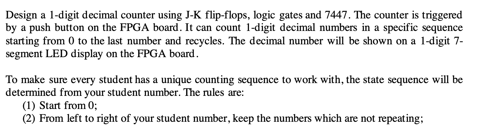 Solved Design a 1-digit decimal counter using J-K | Chegg.com