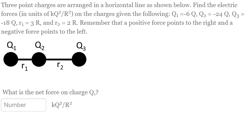 Solved Three point charges are arranged in a horizontal line | Chegg.com