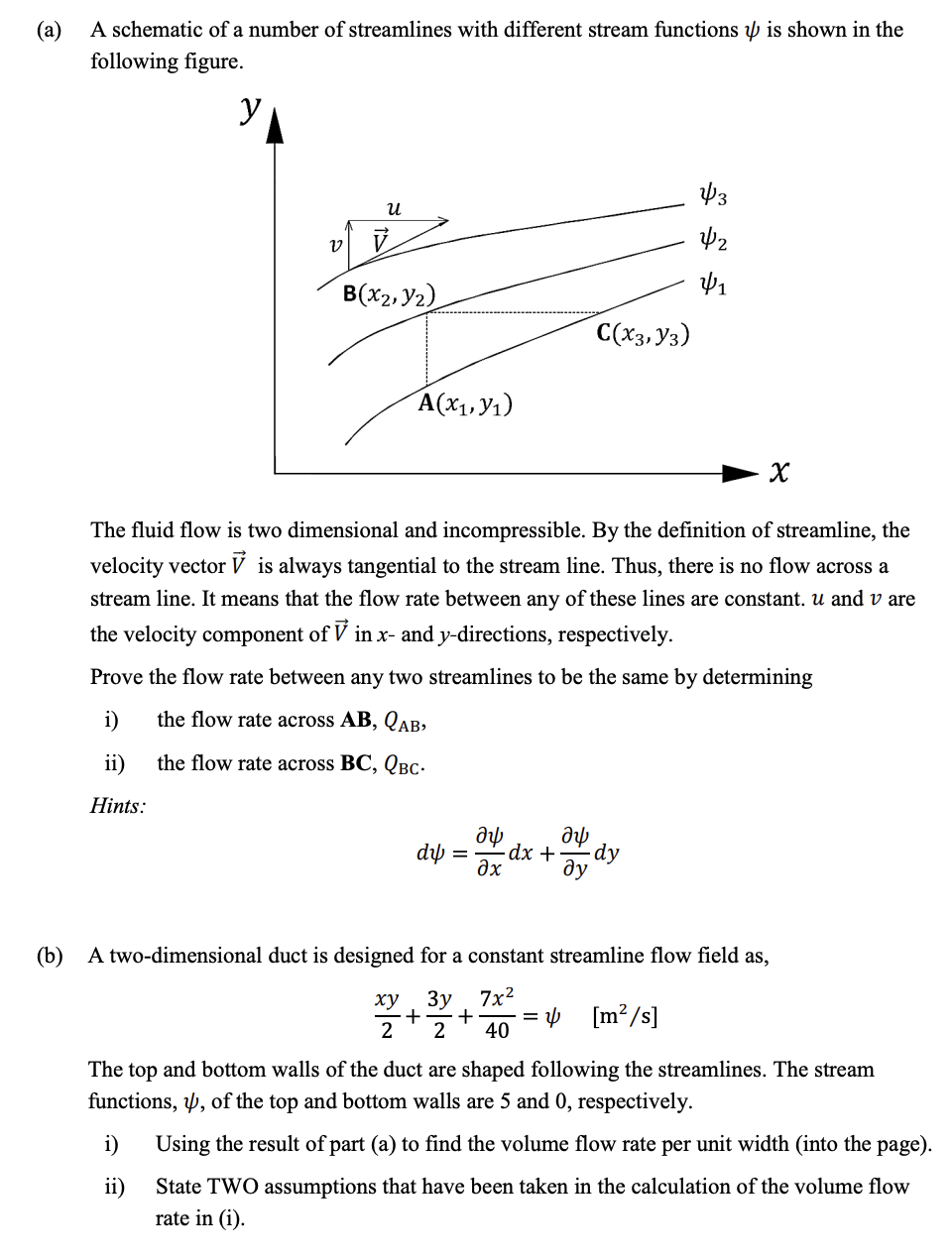 Solved (a) A schematic of a number of streamlines with | Chegg.com