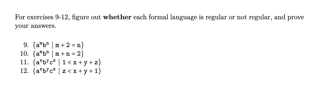 Solved For exercises 9-12, figure out whether each formal | Chegg.com