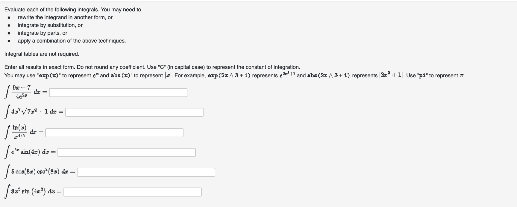 Solved Evaluate each of the following integrals. You may | Chegg.com