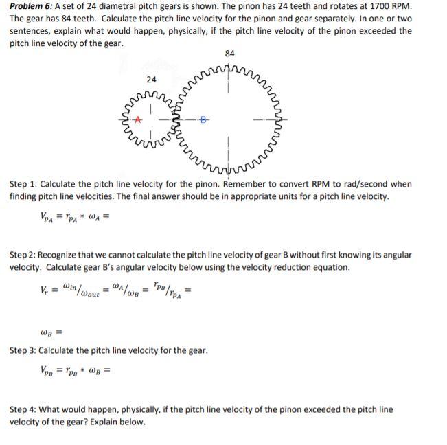 Solved Problem 6: A set of 24 diametral pitch gears is | Chegg.com