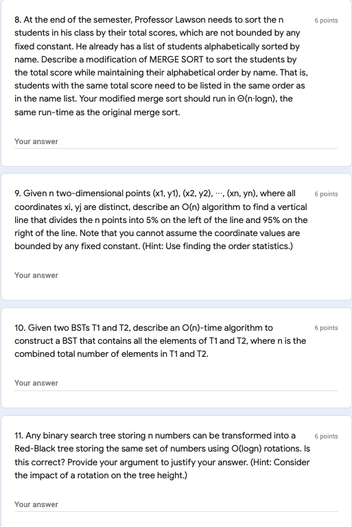 6 points 8. At the end of the semester, Professor | Chegg.com