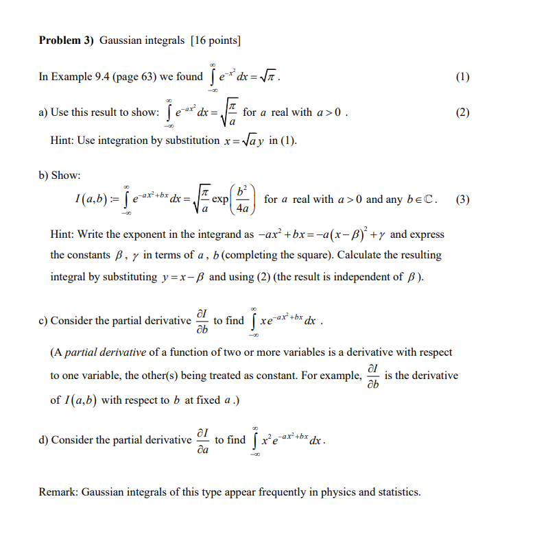 Solved Problem 3 Gaussian Integrals [16 Points] In Example