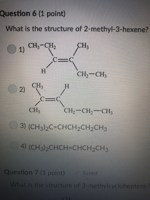 Solved Question 6 (1 point) What is the structure of | Chegg.com