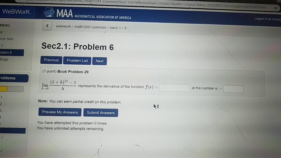 Solved WeBW8R/Math 1241-common/Sec2 1/6 effectiveUser | Chegg.com