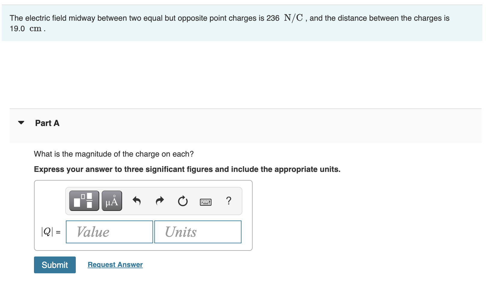 Solved The electric field midway between two equal but | Chegg.com