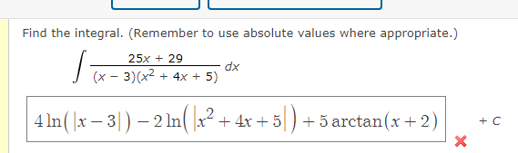 Solved Find the integral. (Remember to use absolute values | Chegg.com