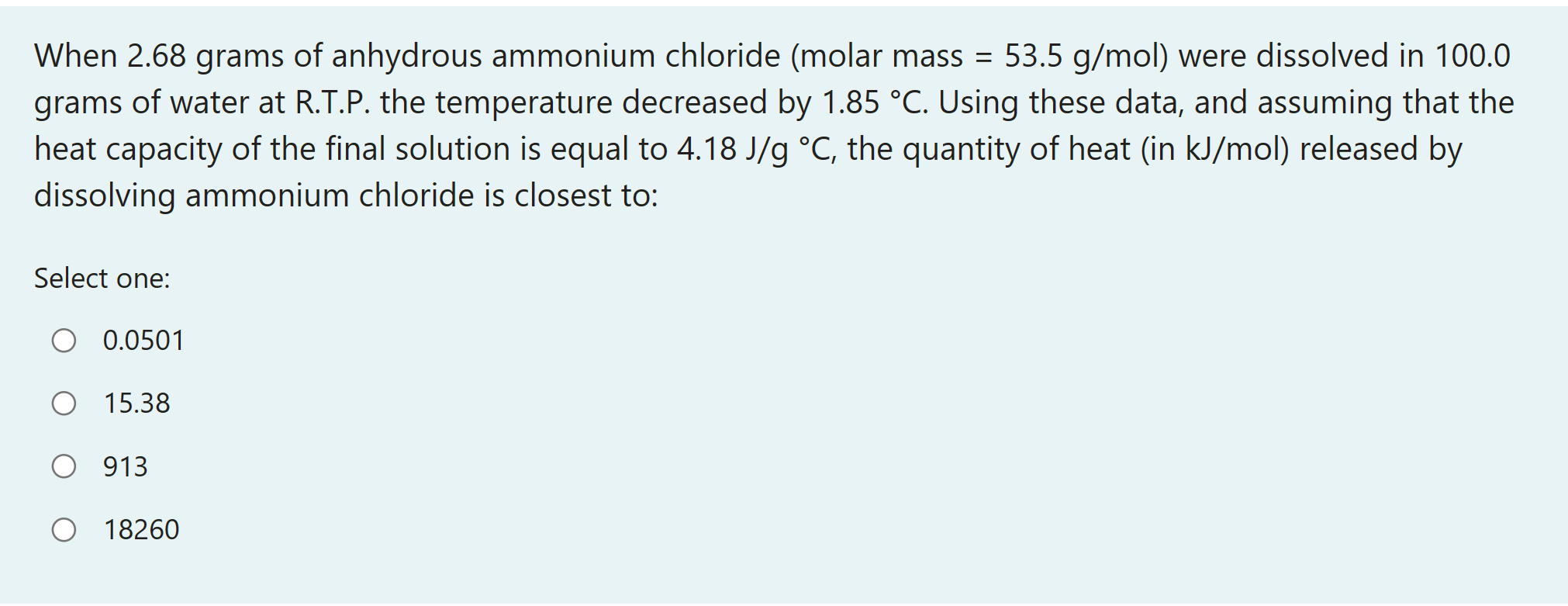 Solved When 2.68 ﻿grams of anhydrous ammonium chloride | Chegg.com