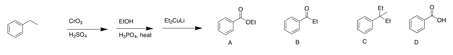 Solved Et =O O= Cro3 EtOH Et2Culi OEt Et Et ОН H2SO4 H3PO4, | Chegg.com