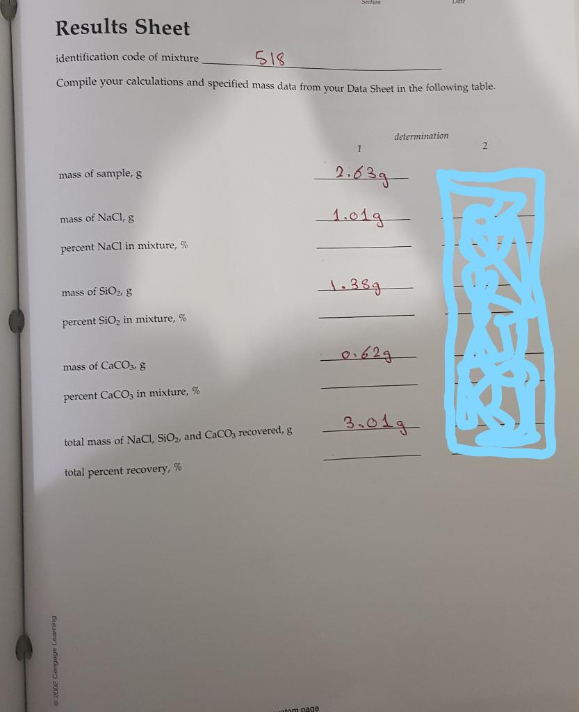 Solved Section Date Data Sheet identification code of | Chegg.com