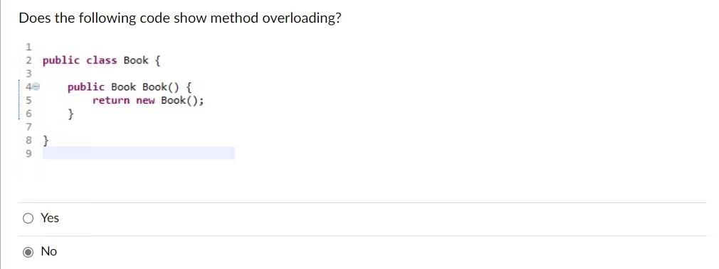 Solved Does the following code show method overloading? 1 2 | Chegg.com