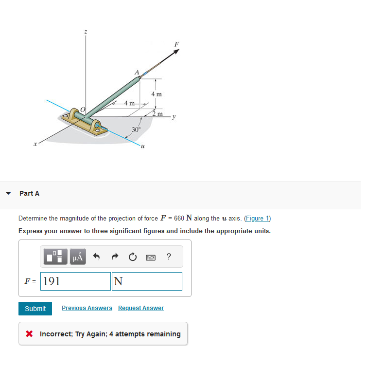 Solved Determine The Magnitude Of The Projection Of Force