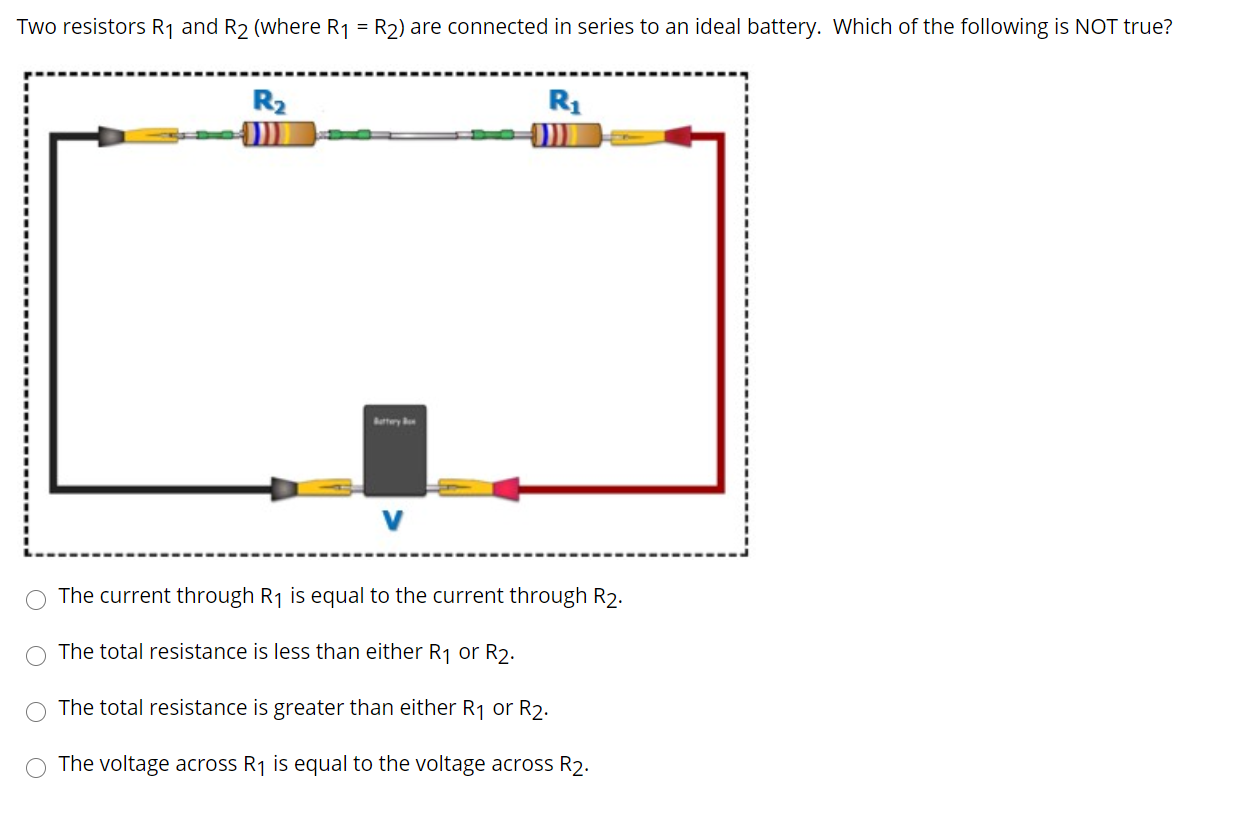 Solved Two resistors R1 and R2 (where R1 = R2) are connected | Chegg.com