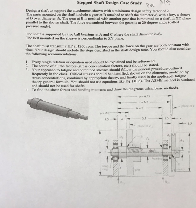 Solved Stepped Shaft Design Case Study ろ15 Design a shaft to | Chegg.com