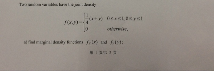 Solved Two random variables have the joint density f(x,y)4 | Chegg.com