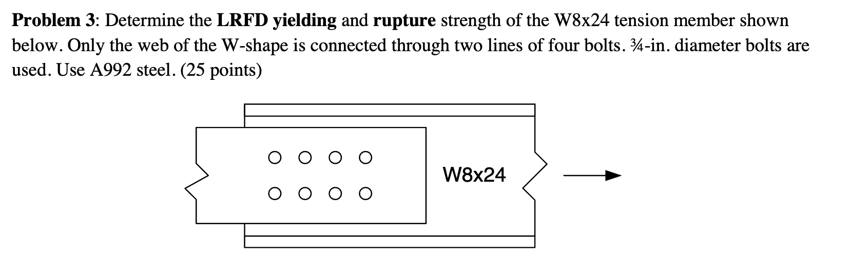 Solved Problem 3: Determine the LRFD yielding and rupture | Chegg.com