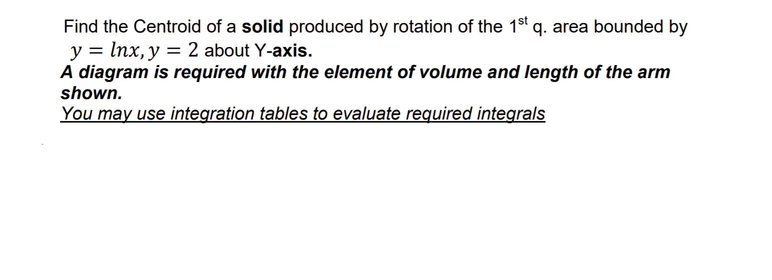 Solved = = Find the Centroid of a solid produced by rotation | Chegg.com