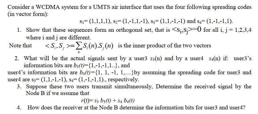 Consider a WCDMA system for a UMTS air interface that | Chegg.com