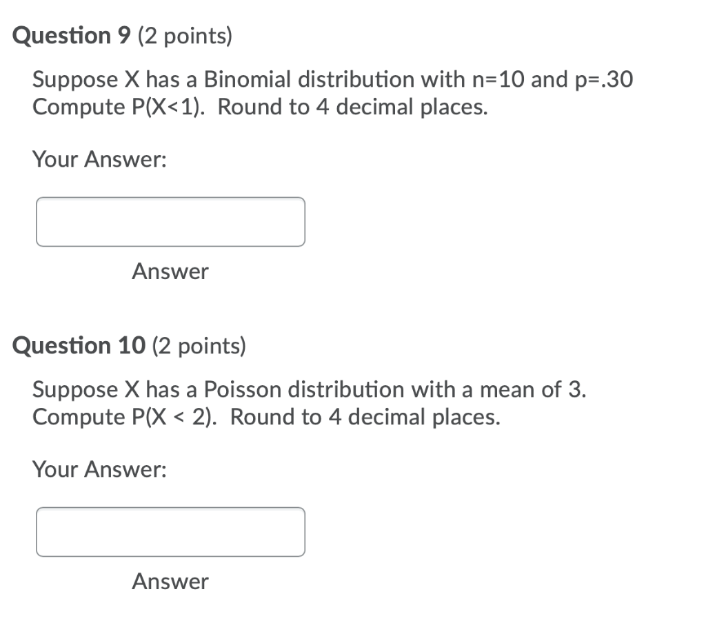 Solved Question 9 (2 points) Suppose X has a Binomial | Chegg.com