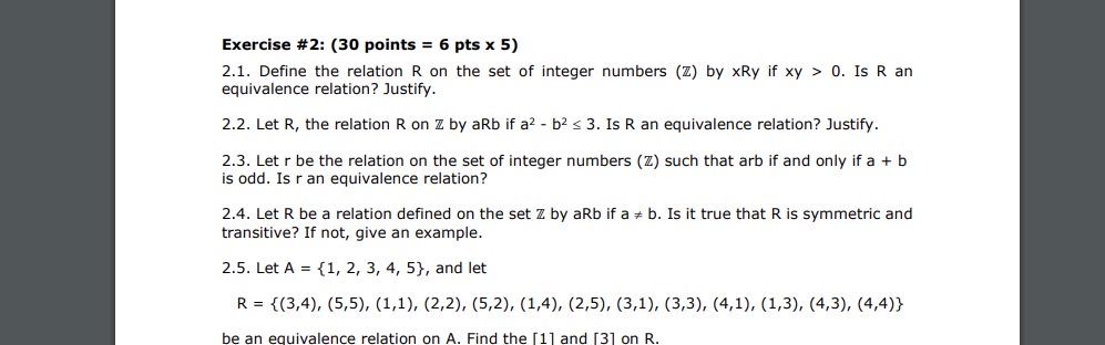 Solved Exercise #2: (30 points = 6 pts x 5) 2.1. Define the | Chegg.com