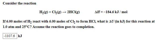 Solved Consider the reaction - H2(g) +C1(2)→ 2HC1G) AH = | Chegg.com