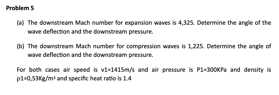 Solved Problem 5 (a) The downstream Mach number for | Chegg.com