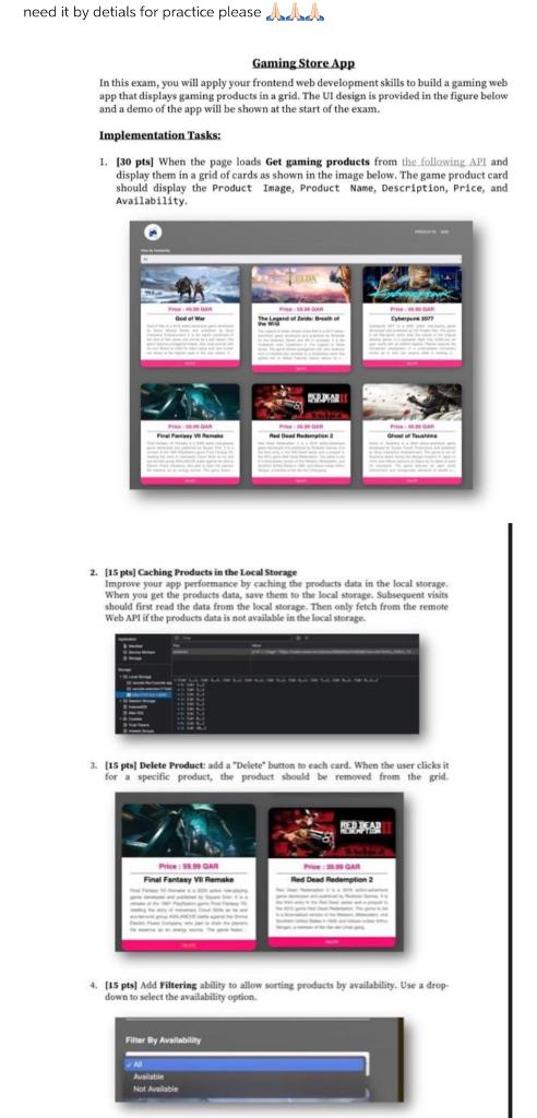 Solved need it by detials for practice please anaw Gaming | Chegg.com