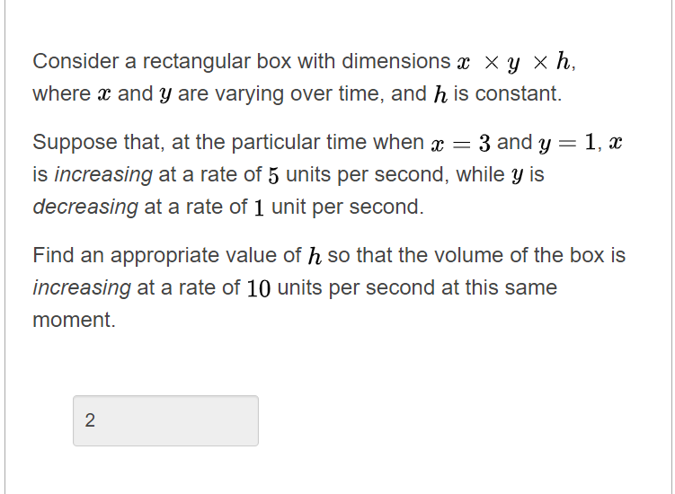Solved Consider a rectangular box with dimensions x xy xh, | Chegg.com