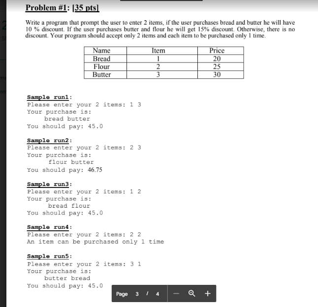 Solved Problem #1: (35 pts) Write a program that prompt the | Chegg.com
