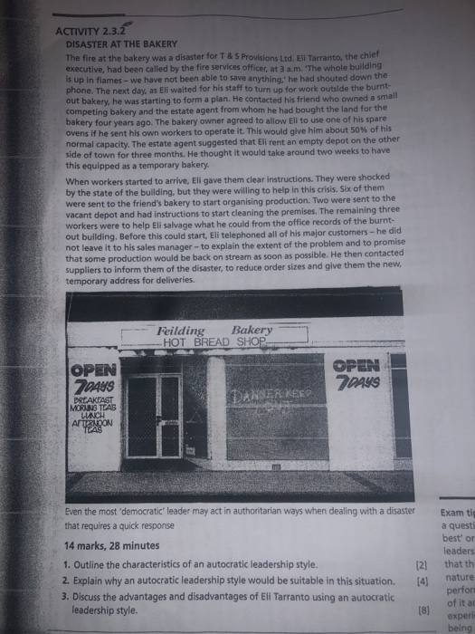 Solved ACTIVITY 2.3.2 DISASTER AT THE BAKERY The fire at the | Chegg.com