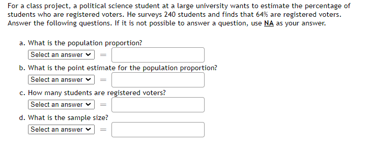 Solved For a class project, a political science student at a | Chegg.com