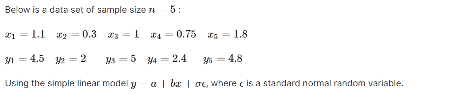 Solved Below is a data set of sample size n= 5: X1 = 1.1 22 | Chegg.com