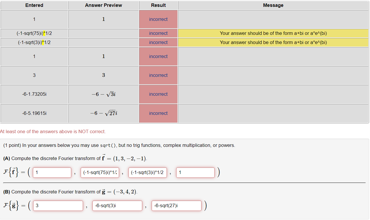 Solved Entered Answer Preview Result Message 1 1 incorrect | Chegg.com