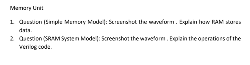 Solved Memory Unit 1. Question (Simple Memory Model): | Chegg.com