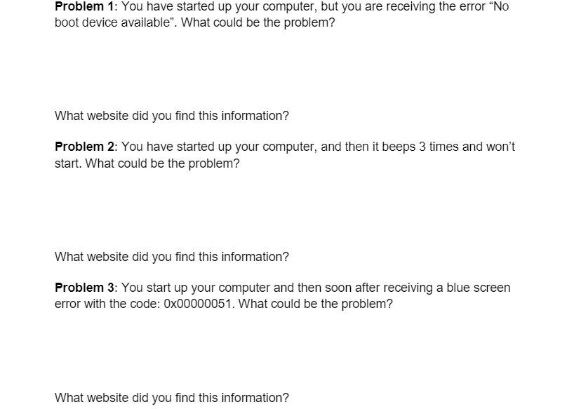 Solved Problem 1: You have started up your computer, but you | Chegg.com