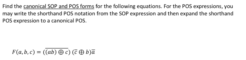 Solved Find the canonical SOP and POS forms for the | Chegg.com