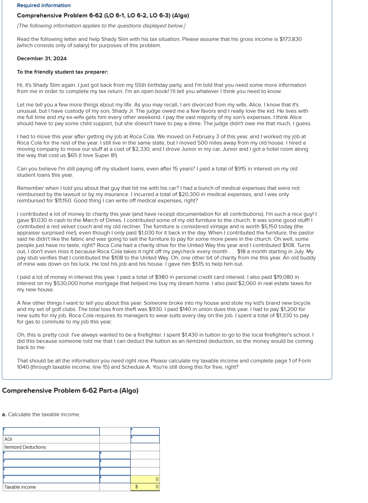 Solved Required informationComprehensive Problem 6-62 (LO | Chegg.com