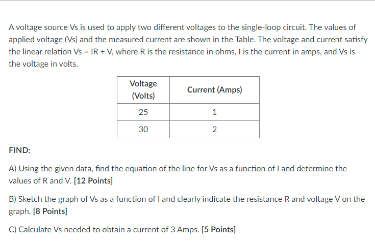 Solved A voltage source Vs is used to apply two different | Chegg.com