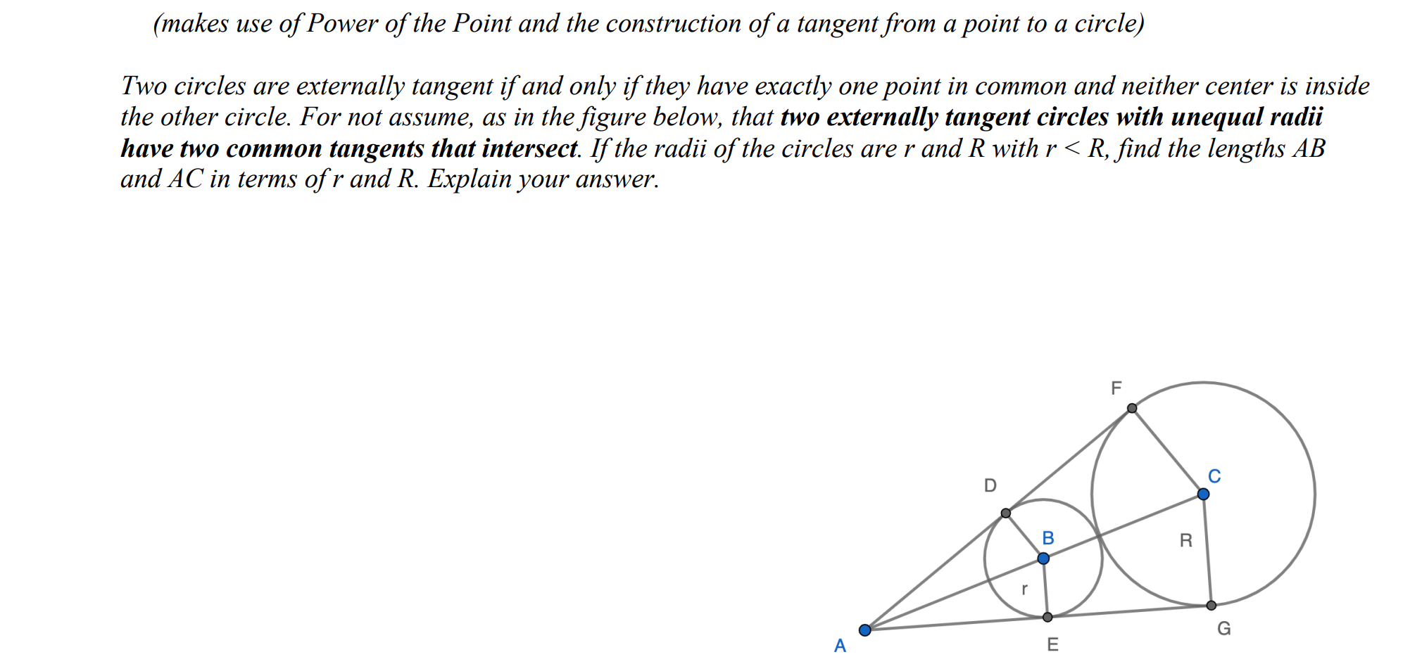 Solved (makes use of Power of the Point and the construction | Chegg.com