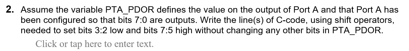 Solved 2. Assume the variable PTA_PDOR defines the value on | Chegg.com