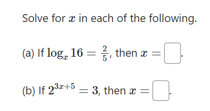 Solved Solve for x ﻿in each of the following.(a) ﻿If | Chegg.com