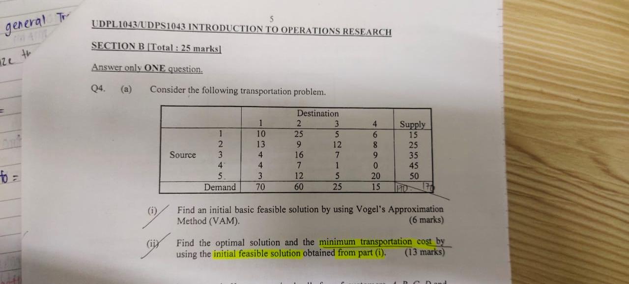 Solved UDPL1043/UDPS1043 INTRODUCTION TO OPERATIONS RESEARCH | Chegg.com
