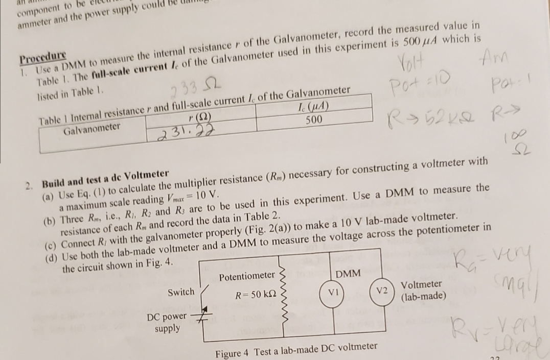Solved ammeter and the power supply Procedure 1. Use a DMM | Chegg.com