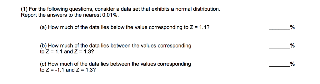 Solved (1) For the following questions, consider a data set | Chegg.com