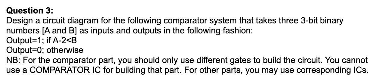 Solved Question 3: Design a circuit diagram for the | Chegg.com