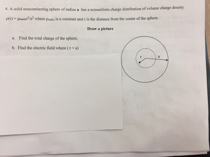 Solved a solid nonconduction sphere of radius a has a non | Chegg.com