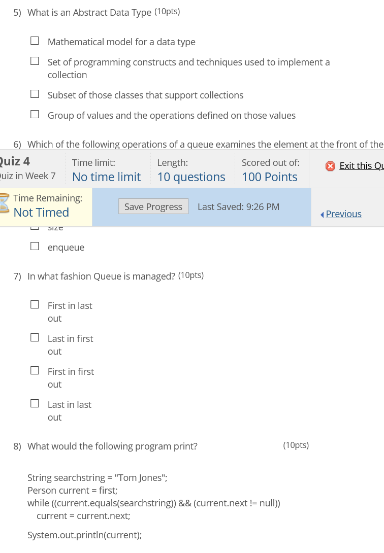 Solved 5) What is an Abstract Data Type (10pts) I | Chegg.com